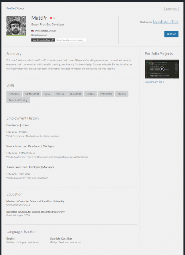Create a Powerful Landing Page with User Profile - Livecoding.tv