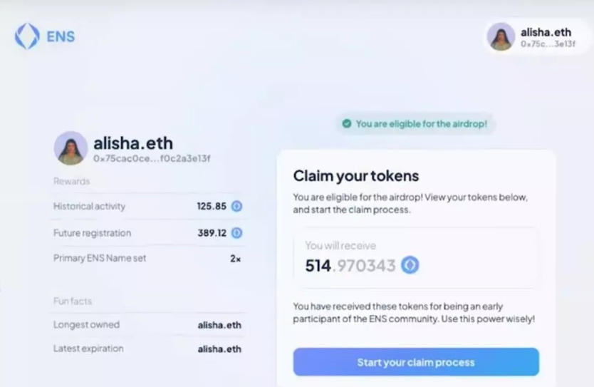 How to Claim Ethereum Name Service Airdrop, ENS aidrop